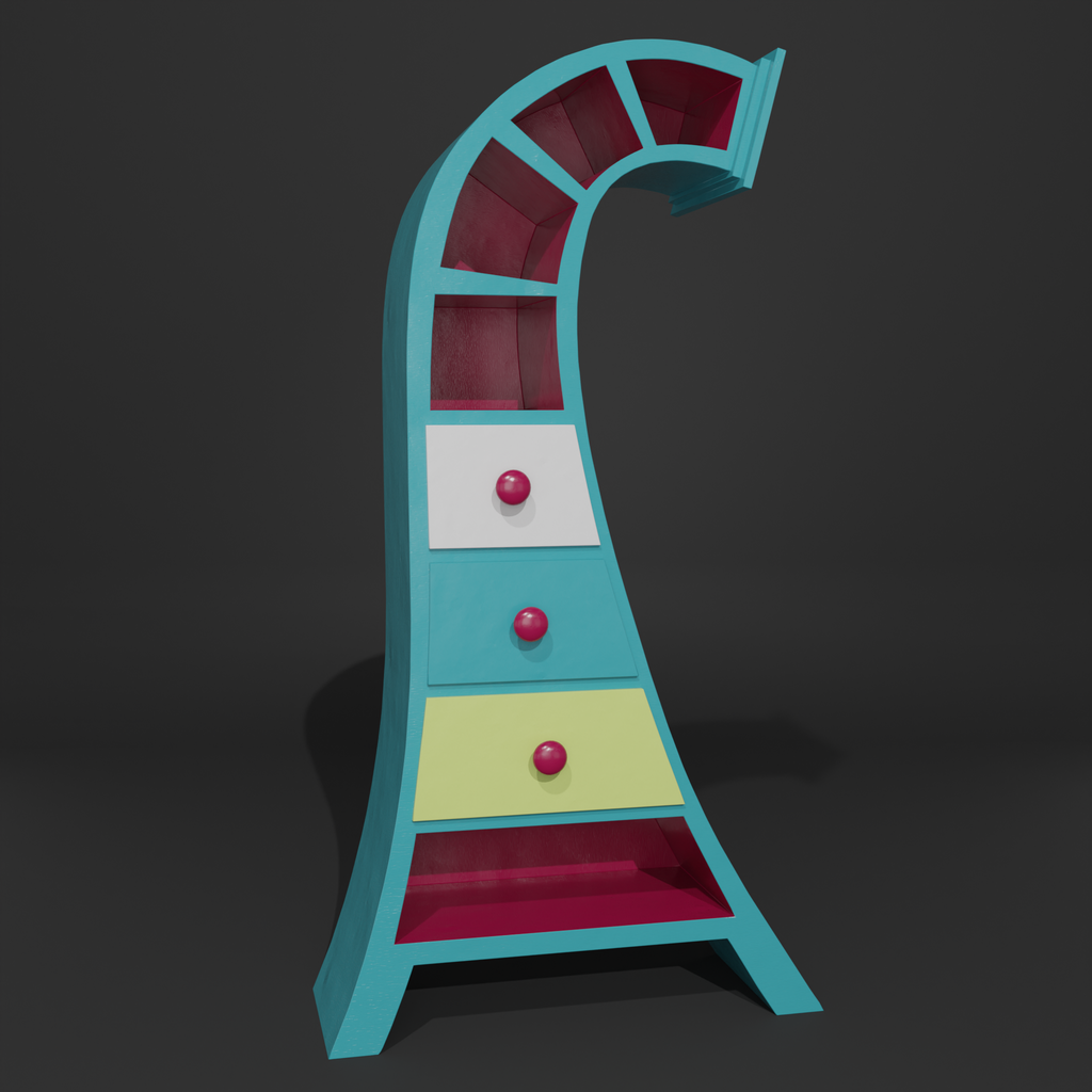 Drawer cabinet with shelves | FREE Sideboard & Drawers models | BlenderKit