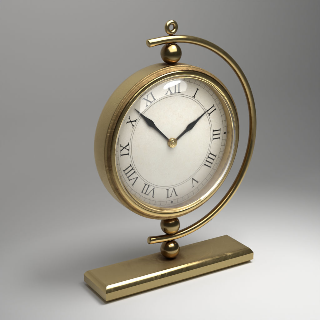 Gold Antique Table Clock | Clocks models | BlenderKit