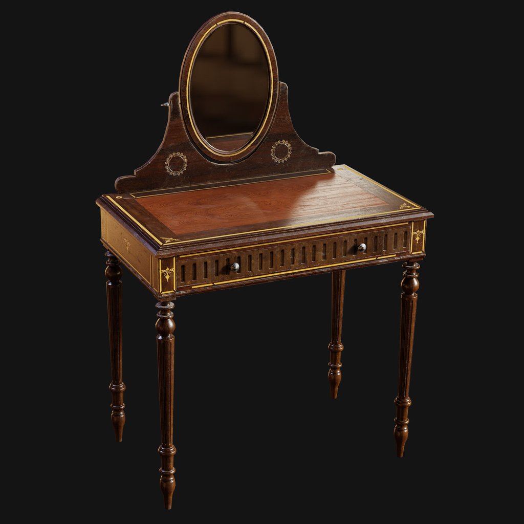 Antique French Vanity Table Ornate | Dressing Tables models | BlenderKit
