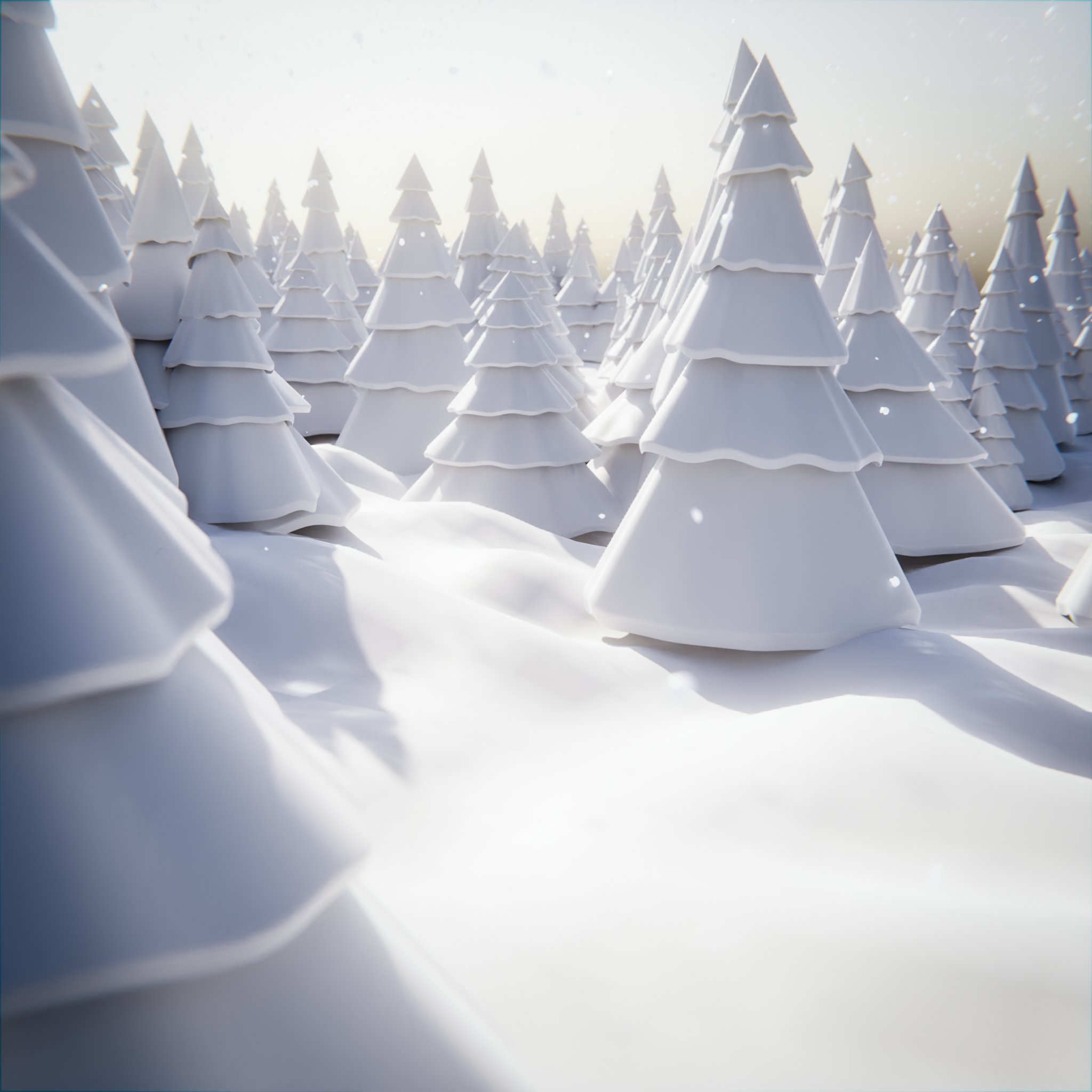 Stylized fir forest with animated snow | Nature scenes | BlenderKit