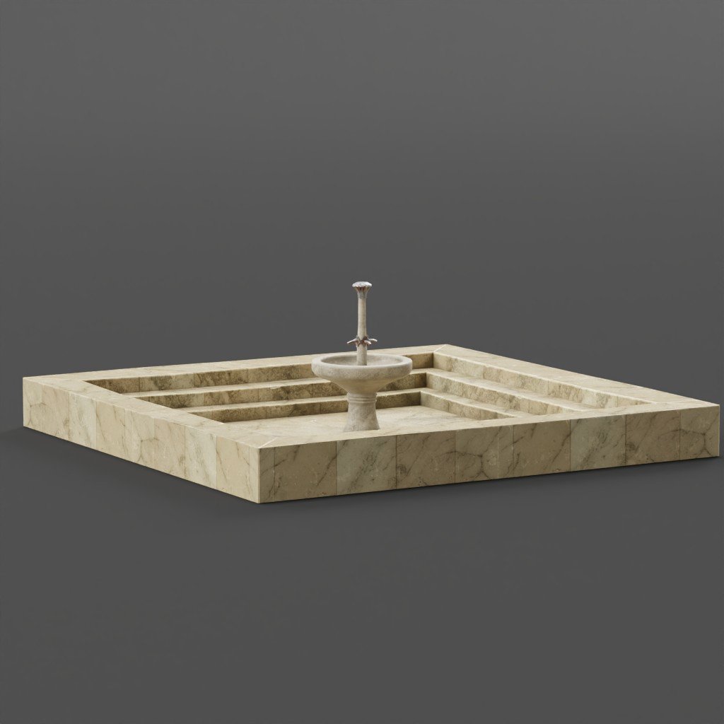 Public bath fountain | Fountains models | BlenderKit