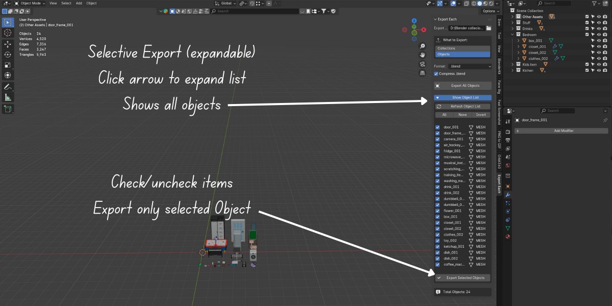 Export Each - Batch Export Collections / Object with One Click | BlenderKit