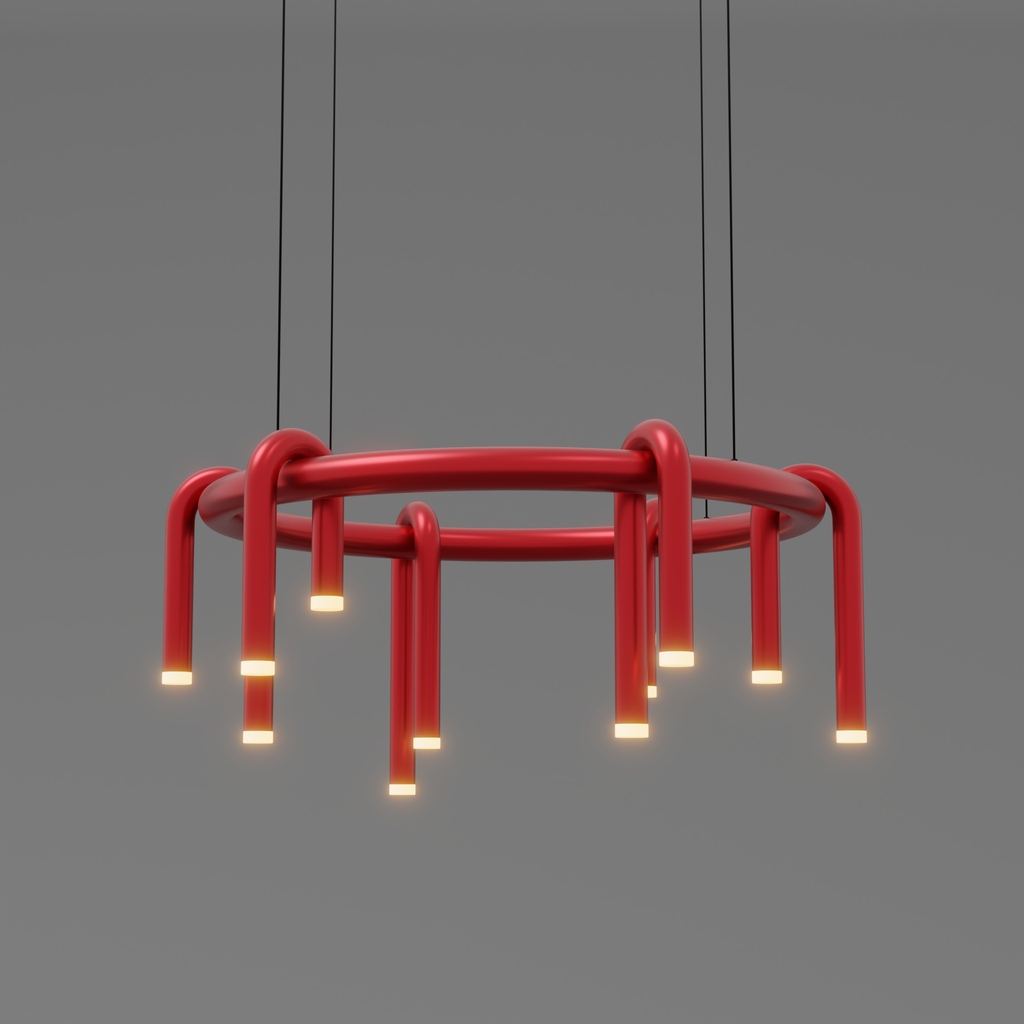 Novelty U-Tube Pendant 60/12 Red | Ceiling Lights models | BlenderKit