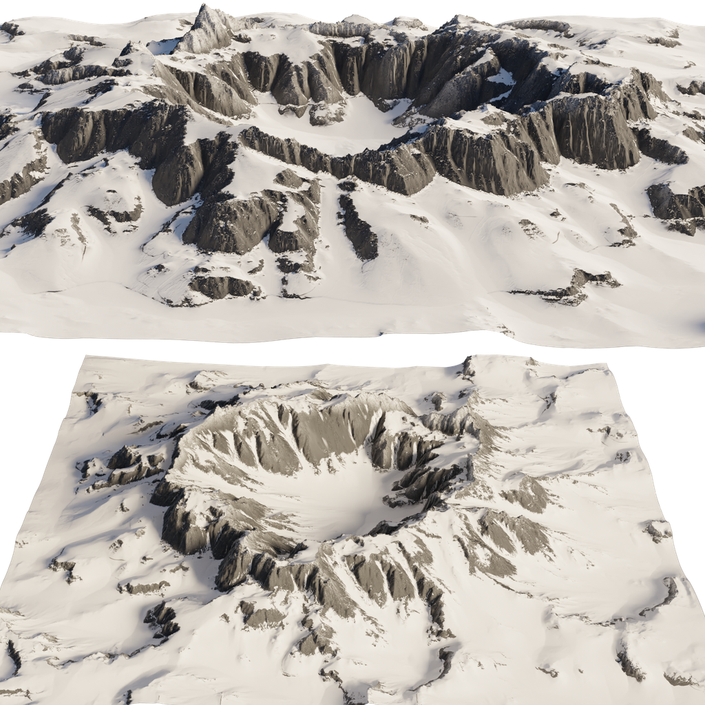 Crater Snowy | Terrains models | BlenderKit