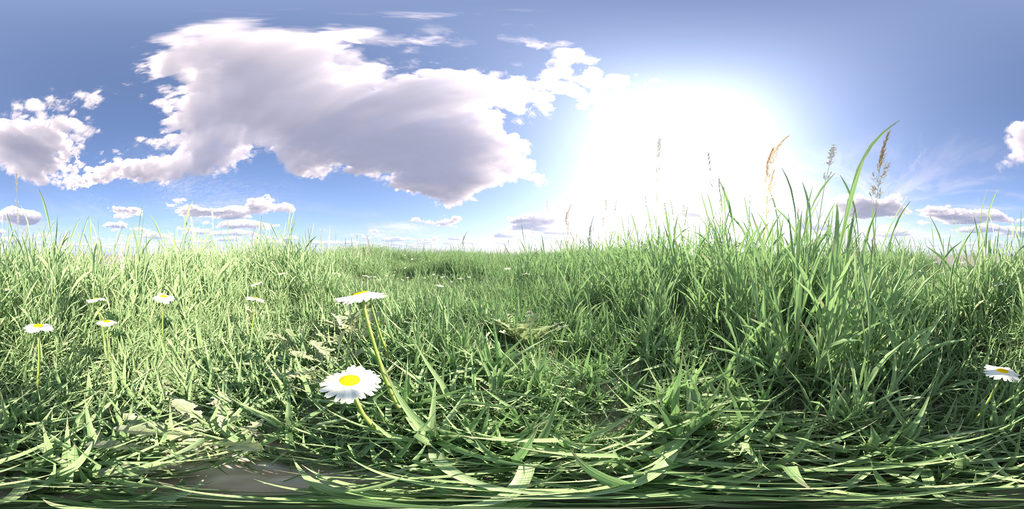 Morning grass green cloud 16k | FREE Nature HDRis | BlenderKit