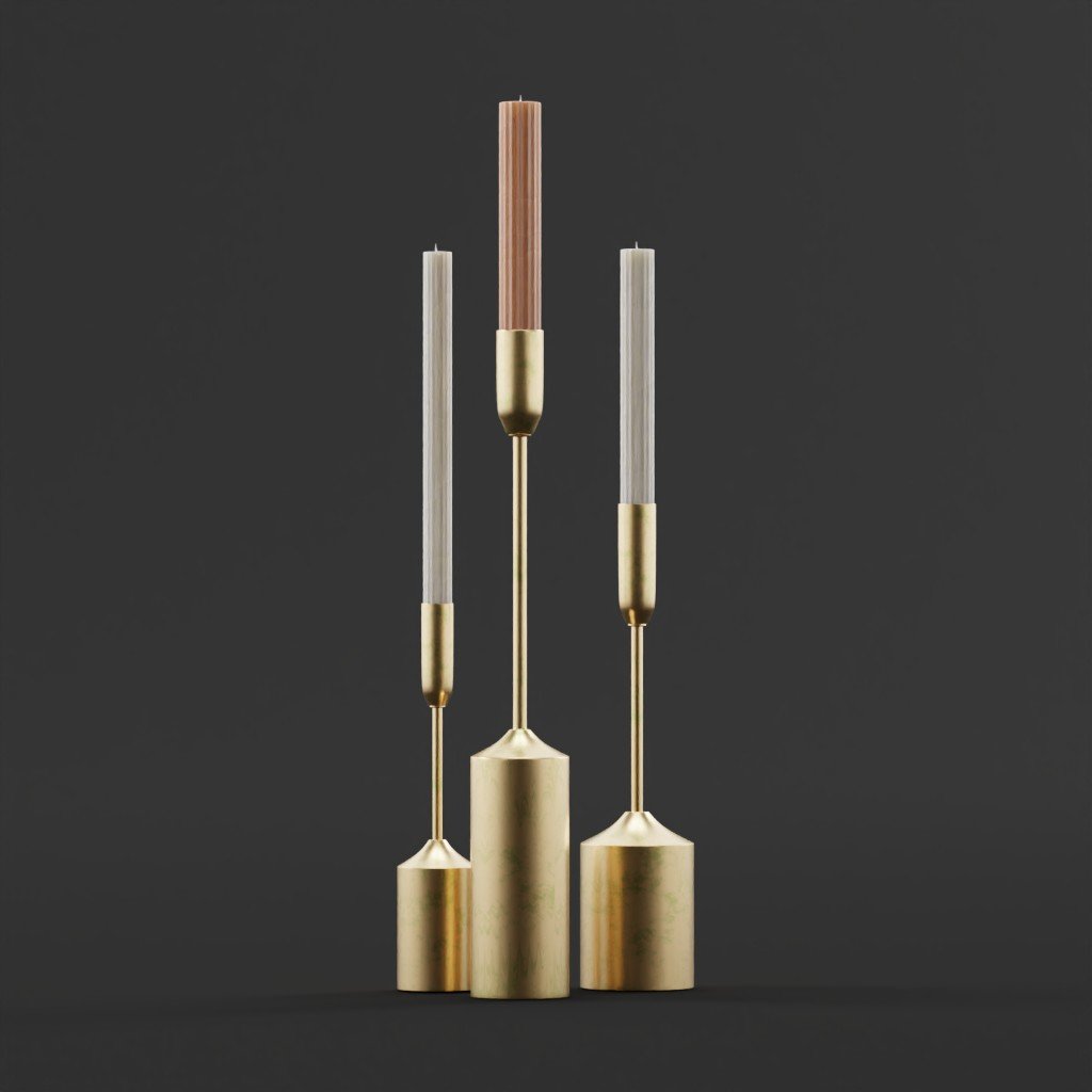 Candle Holders set with candle | Decoration Sets models | BlenderKit