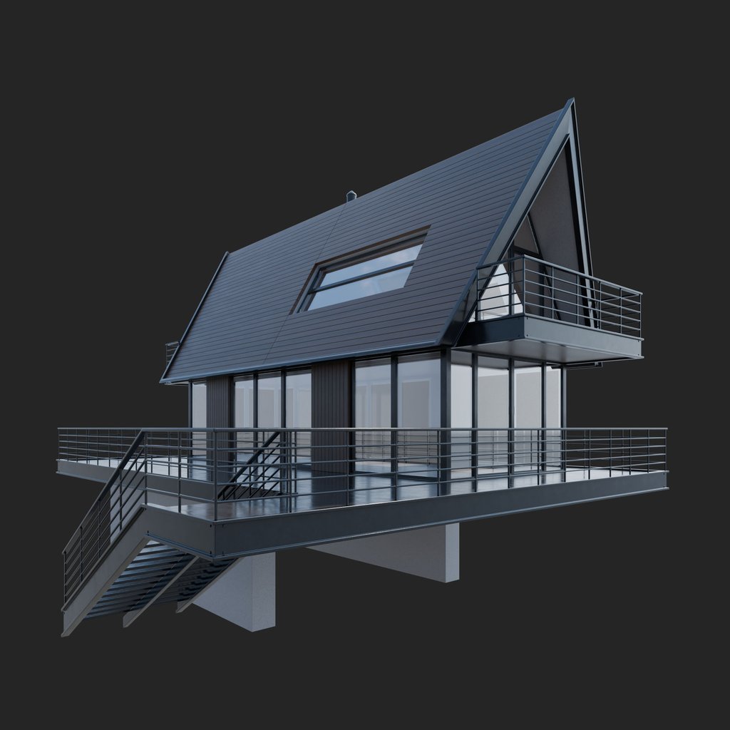 09_Modern wooden house | Private Buildings models | BlenderKit