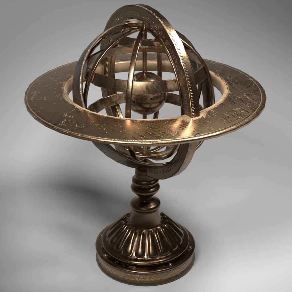Antique Brass Celestial Globe Planet | Decoration Sets models | BlenderKit