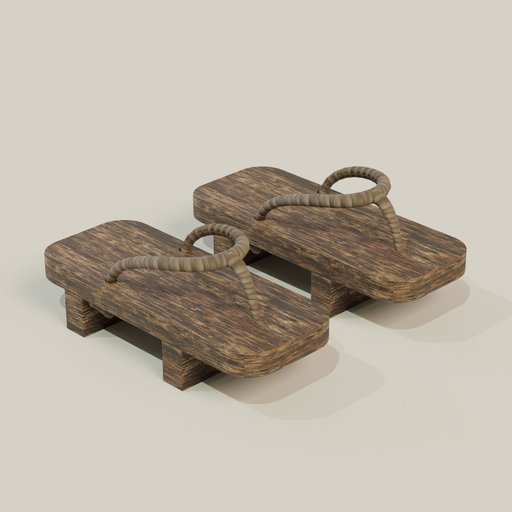 Wooden Samurai Shoes | FREE Footwear models | BlenderKit