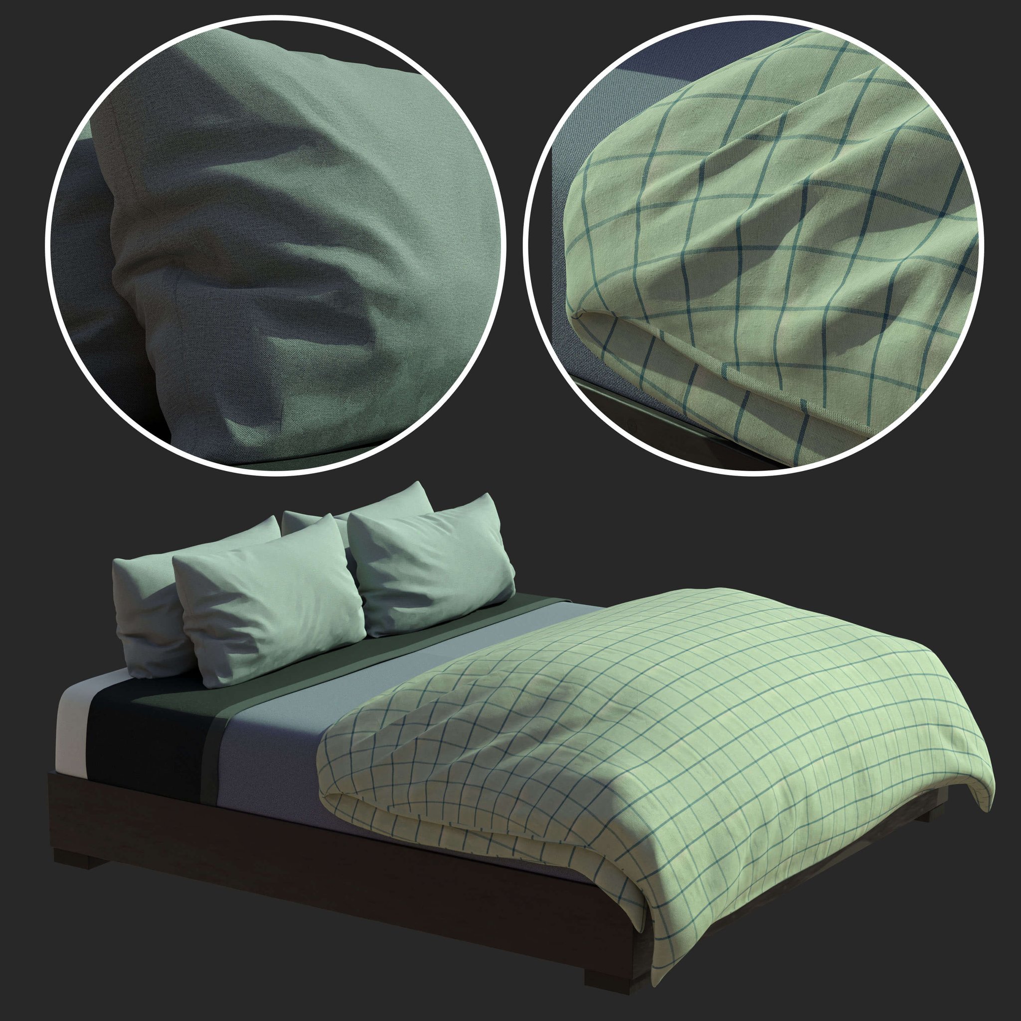 King size bed (optimised) | FREE Beds models | BlenderKit