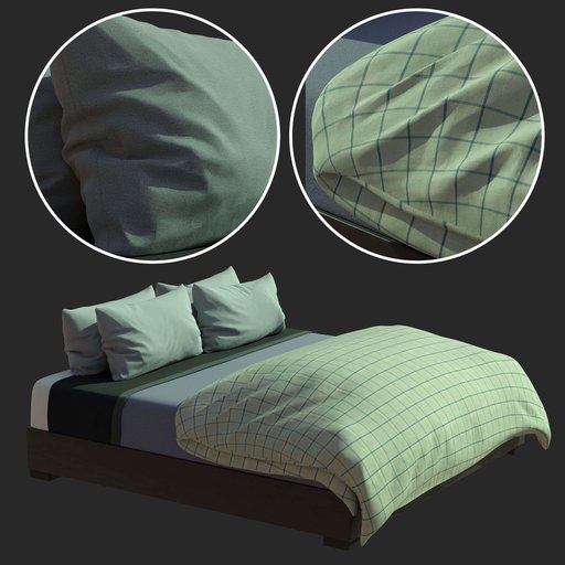 King size bed (optimised) | FREE Beds models | BlenderKit