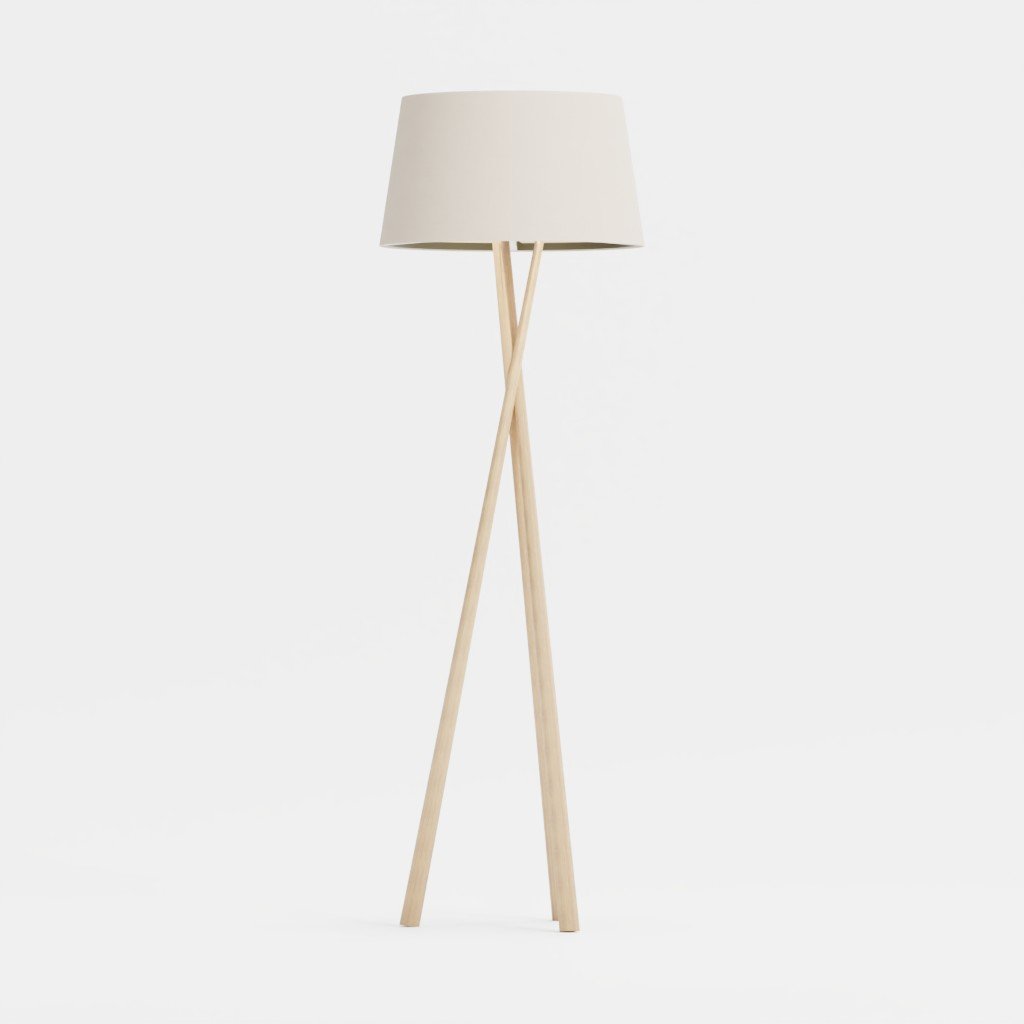 Wooden Tripod Floor Lamp | Floor Lamps models | BlenderKit