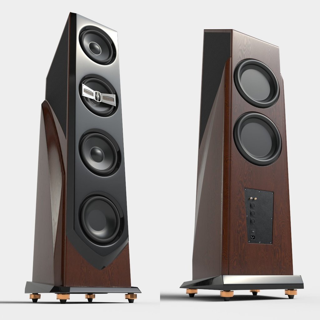 Hi Fi Floor Speaker Brown Wood | Audio Devices models | BlenderKit