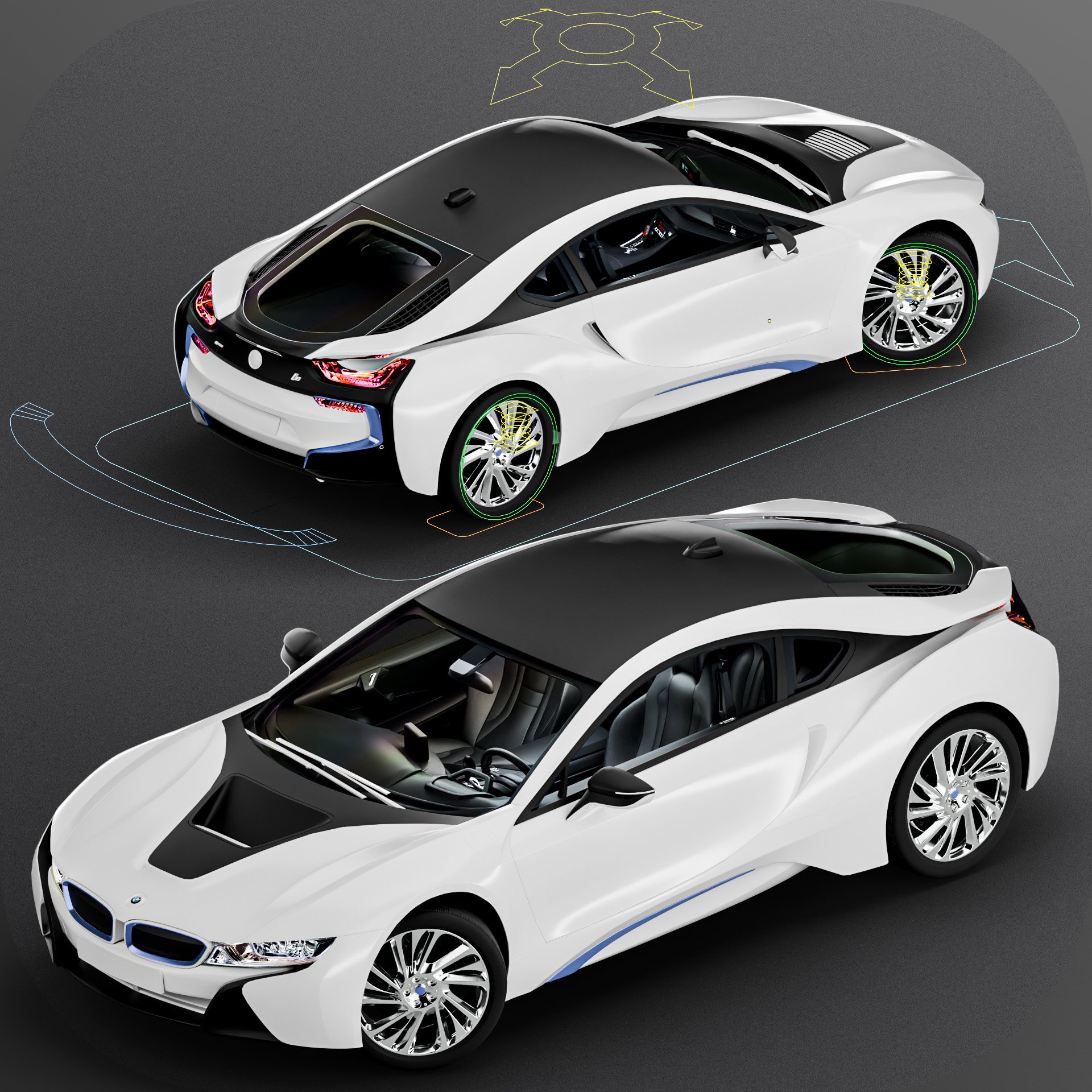 BMW i8 3D Model Rigged Car | Luxury Cars models | BlenderKit