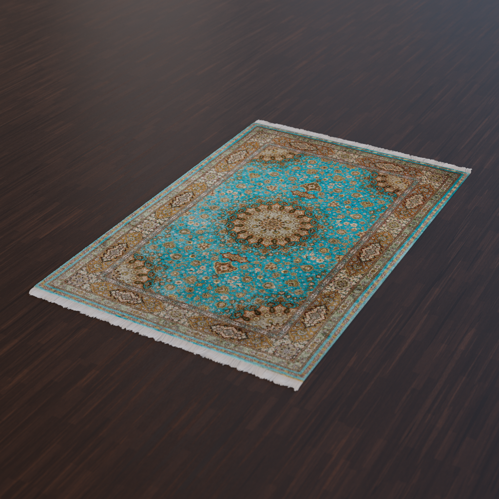 BlenderKit | Download the Blue Persian carpet (tabriz) model
