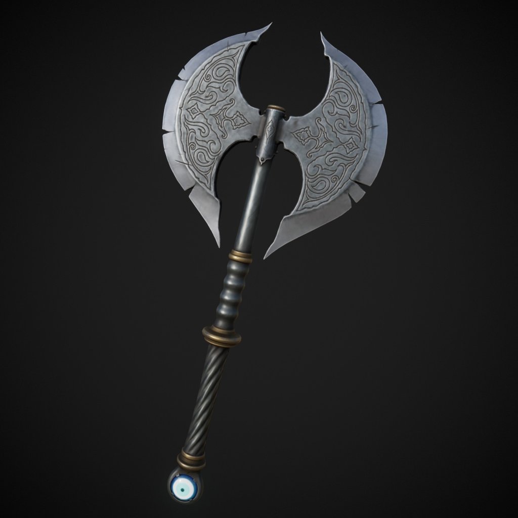 Stylized Two Sided Axe | Historical Weapons models | BlenderKit