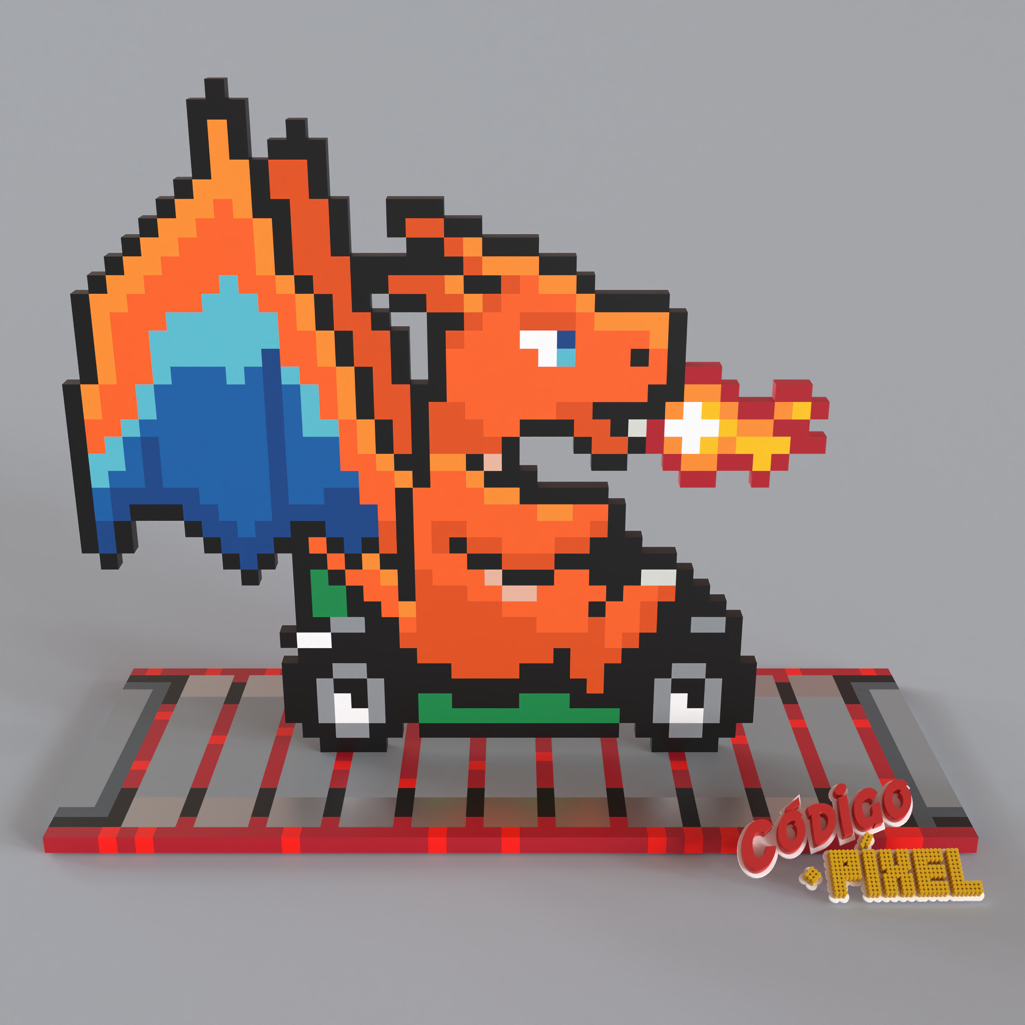 SMK023 - Super Pixel Kart Charizard | FREE 3D Character models | BlenderKit