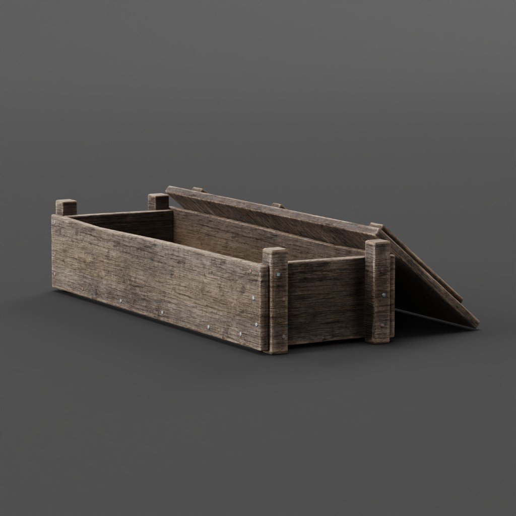 Wooden long crate | Containers models | BlenderKit