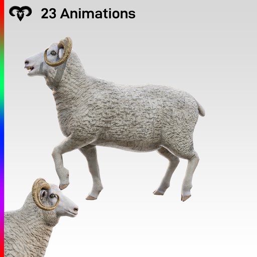 Male Sheep Animated | Mammals models | BlenderKit