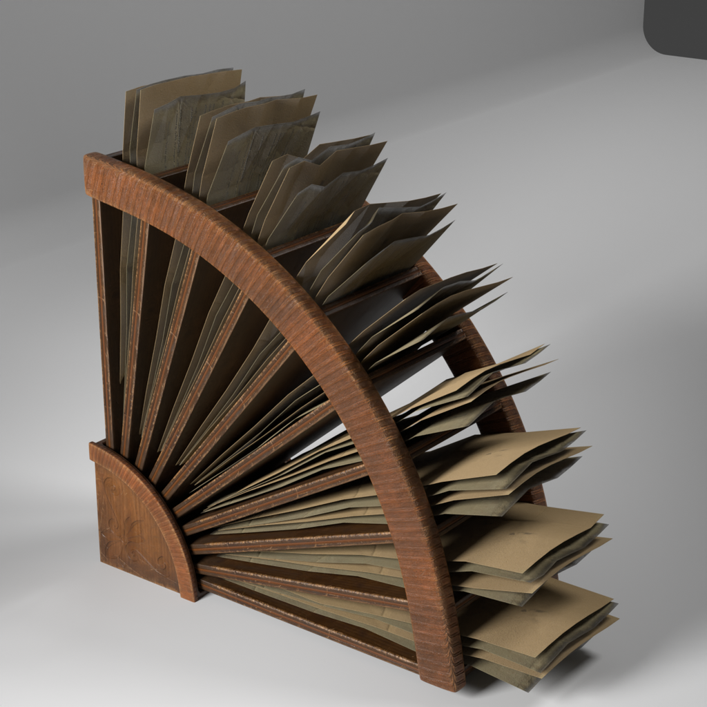 Antique Paper Wooden Rack Stand | Stationeries models | BlenderKit