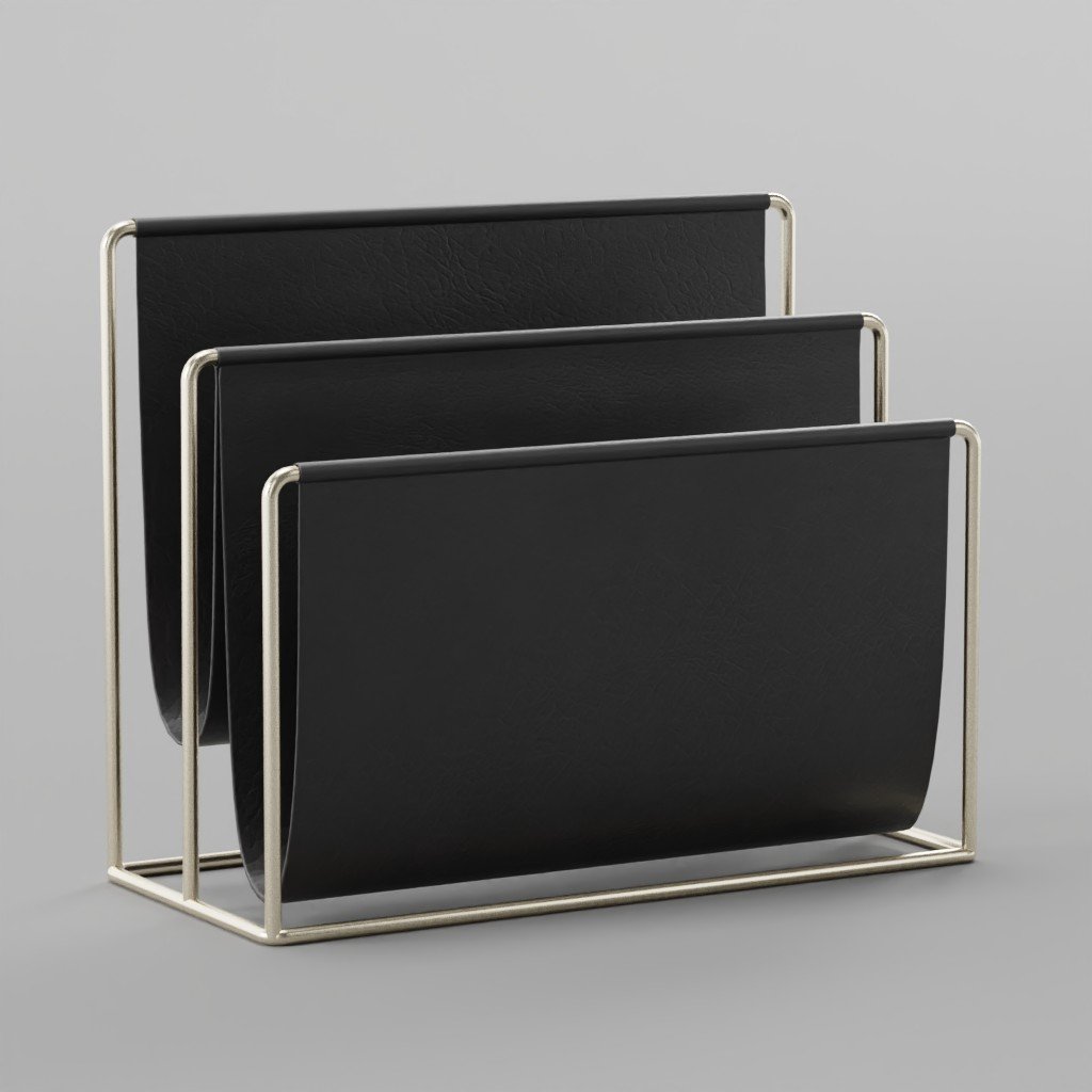 Black Leather Brass magazine holder | Sideboard & Drawers models ...