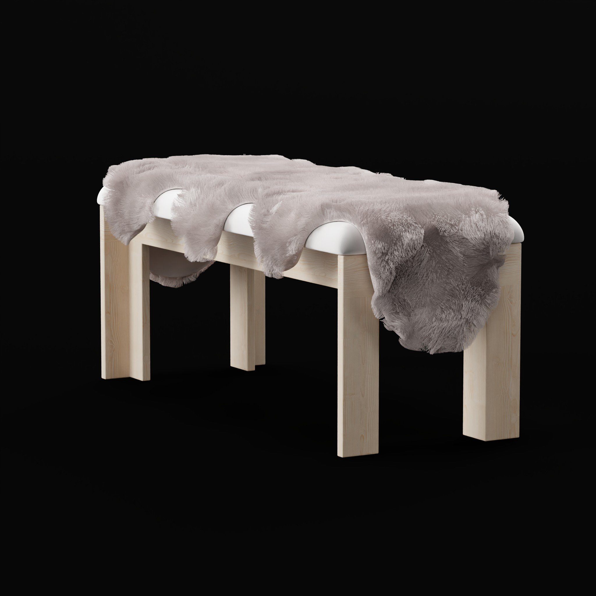 Bed End Bench Furry Top | Sitting Chairs models | BlenderKit