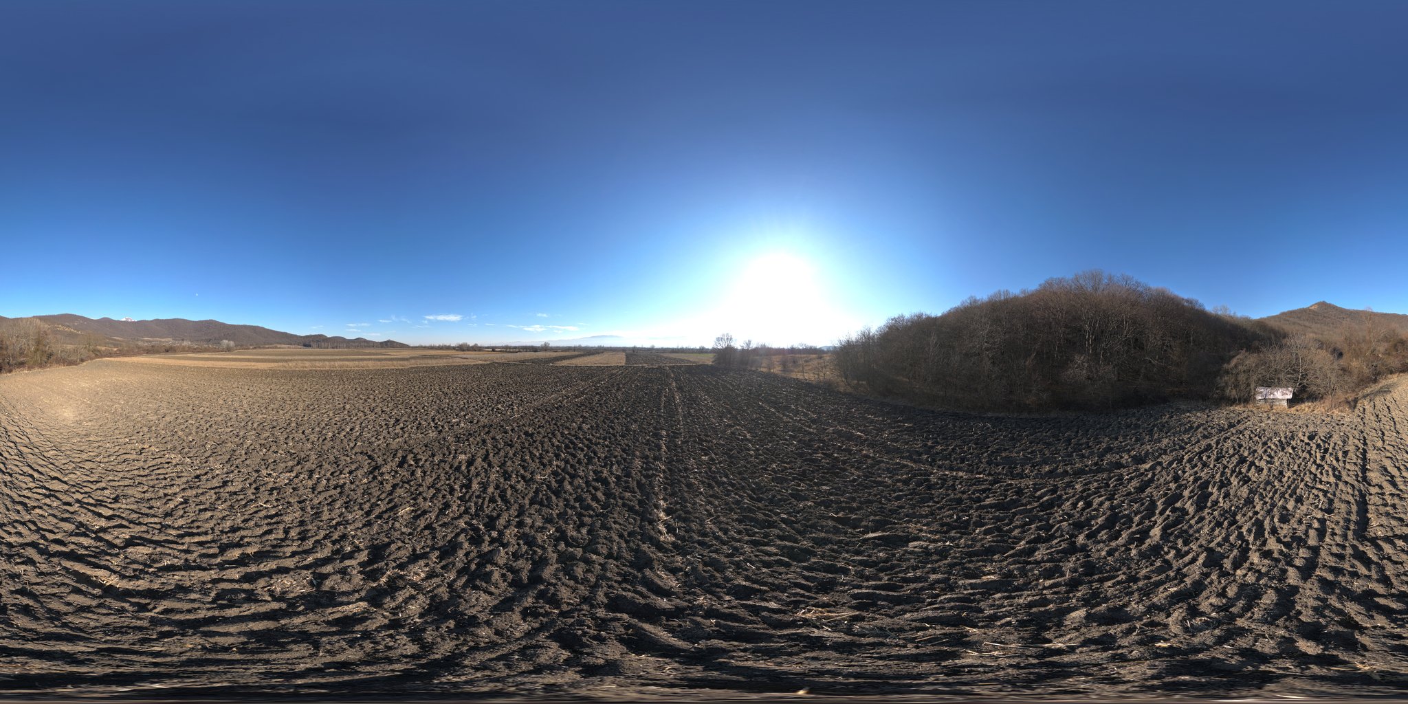 Plowed Farm Field Next To Forest | Nature HDRis | BlenderKit