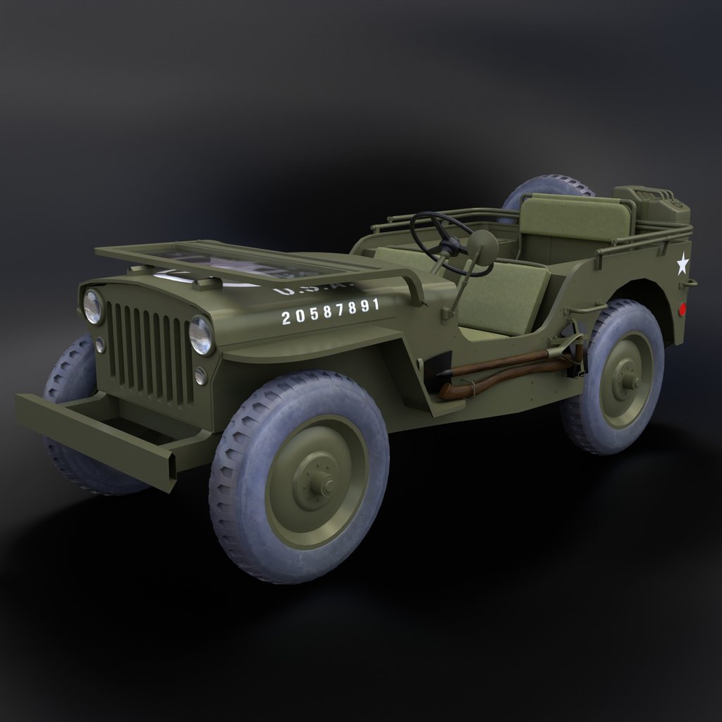 U.S. WWII 1944 Ford GPW Jeep | Military Vehicles models | BlenderKit
