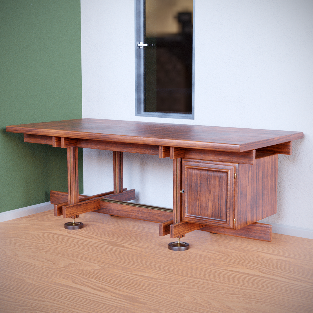 "Grande Scrivania" Large Vintage Desk | FREE Desks models | BlenderKit