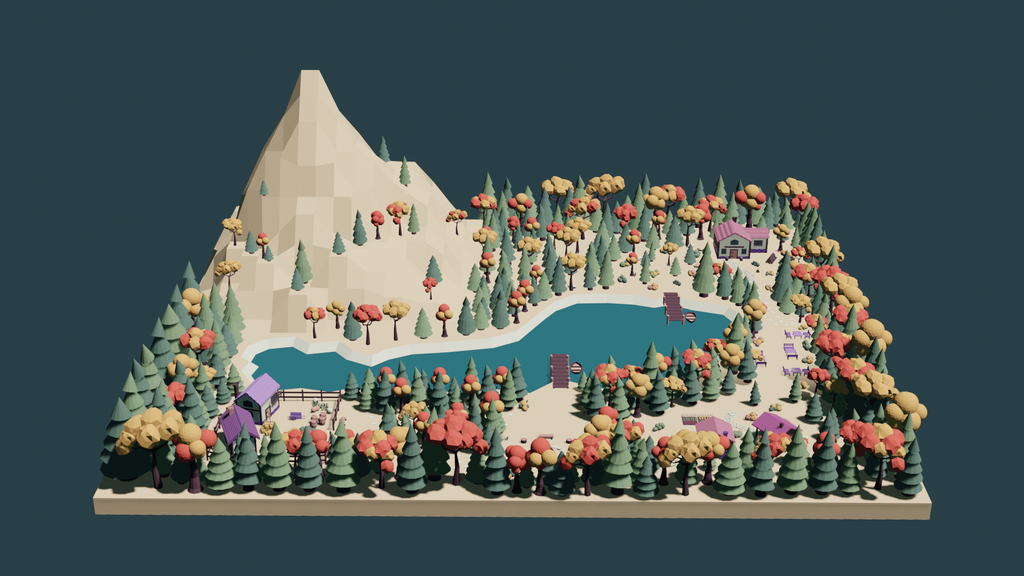 Low Poly Autumn Forest | scenes | BlenderKit