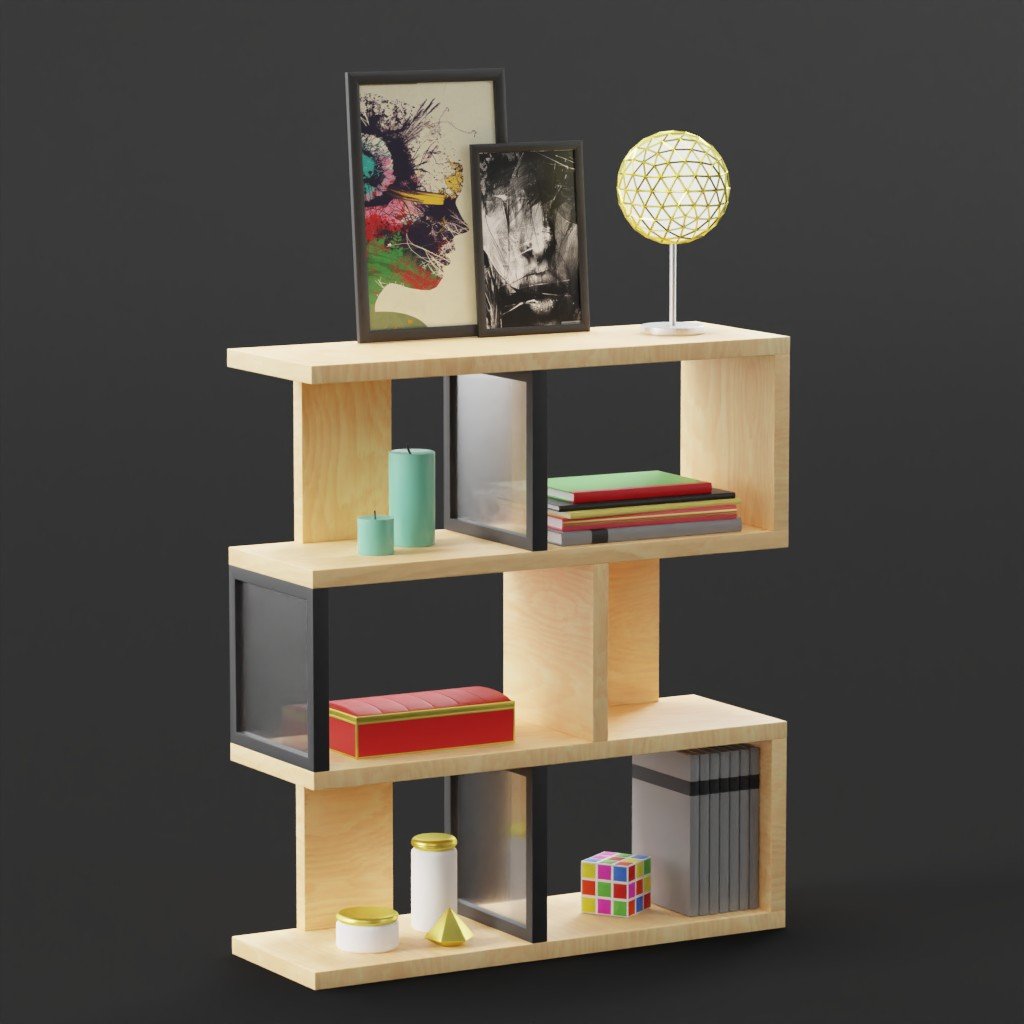 BlenderKit | Download the FREE Bookcase 01 model