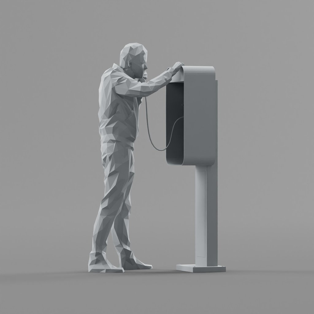 Lowpoly Payphone Talking Guy | Men models | BlenderKit