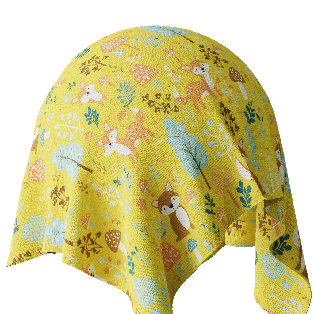 Fabric pattern (Yellow) for children | FREE fabric materials | BlenderKit