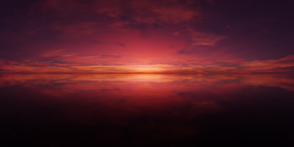 Dramatic Red Cloudy Sky Sunset | Water Environments HDRis | BlenderKit