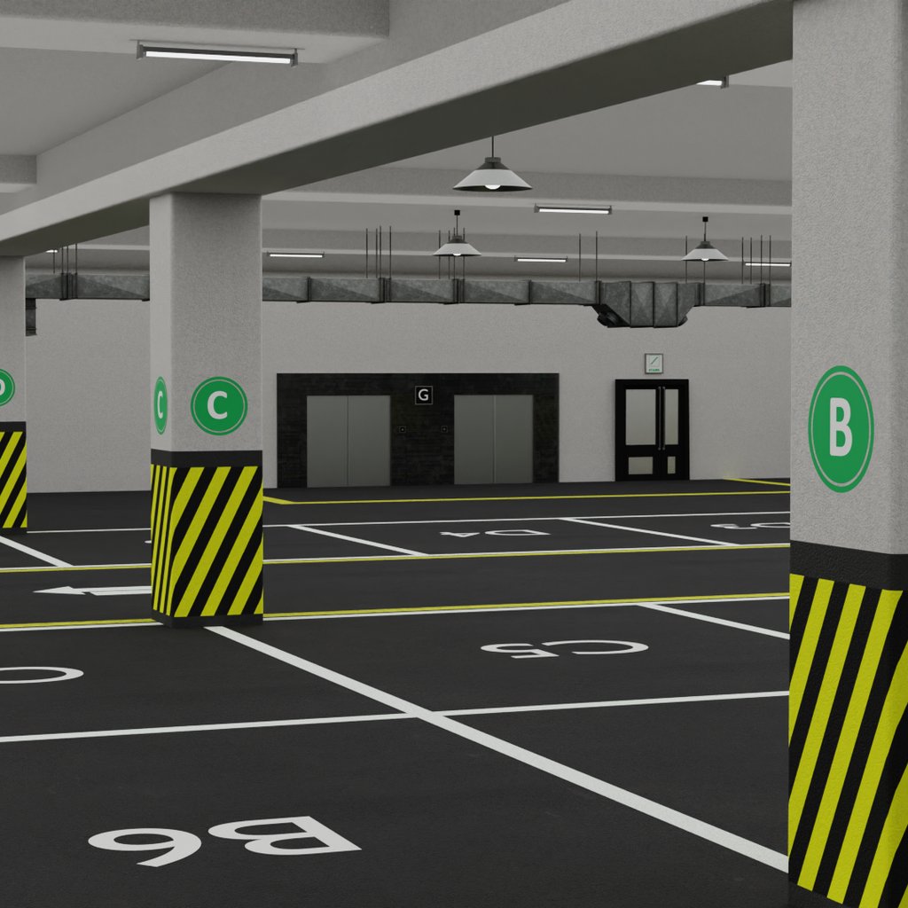 BlenderKit | Download the FREE Parking lot scene