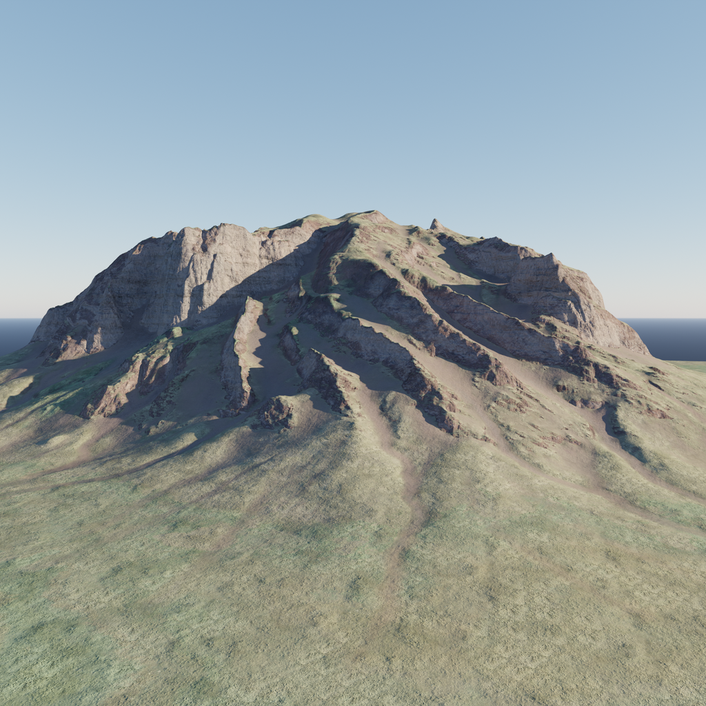 Erroded Mountain with Rock Outcrops | Terrains models | BlenderKit