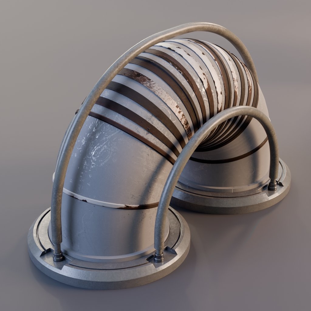 Sci-Fi Pipe U | Industrial parts models | BlenderKit
