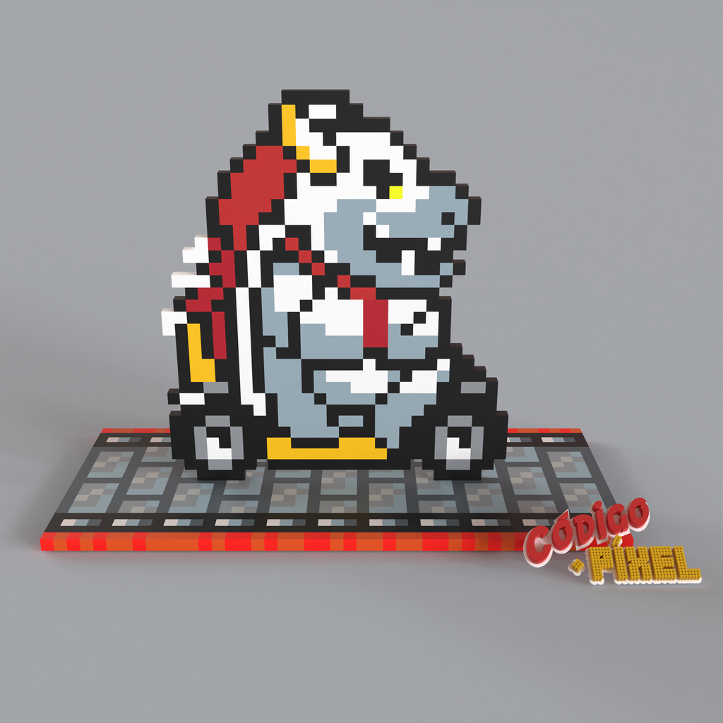 SMK011 - Super Pixel Kart Dry Bowser | 3D Character models | BlenderKit