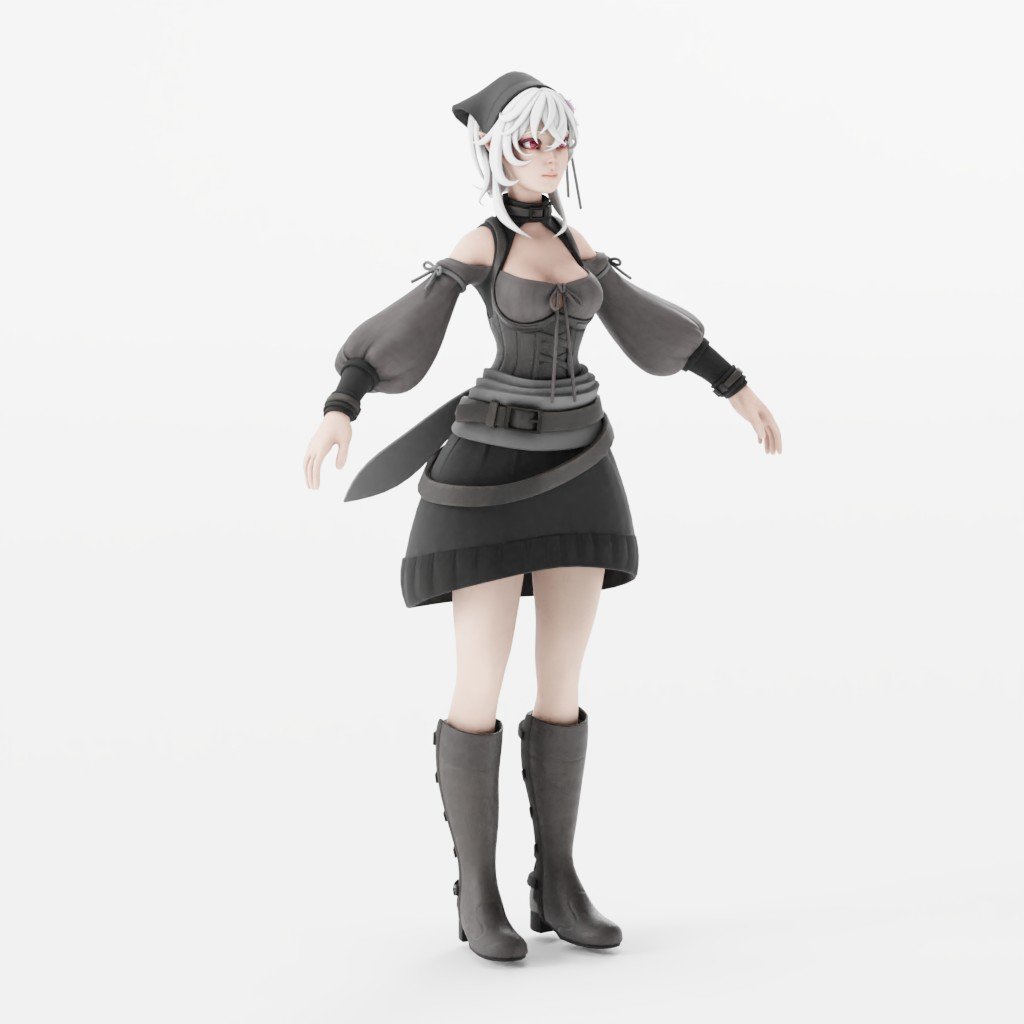 Witch Waitress Rigged | Women Clothing models | BlenderKit