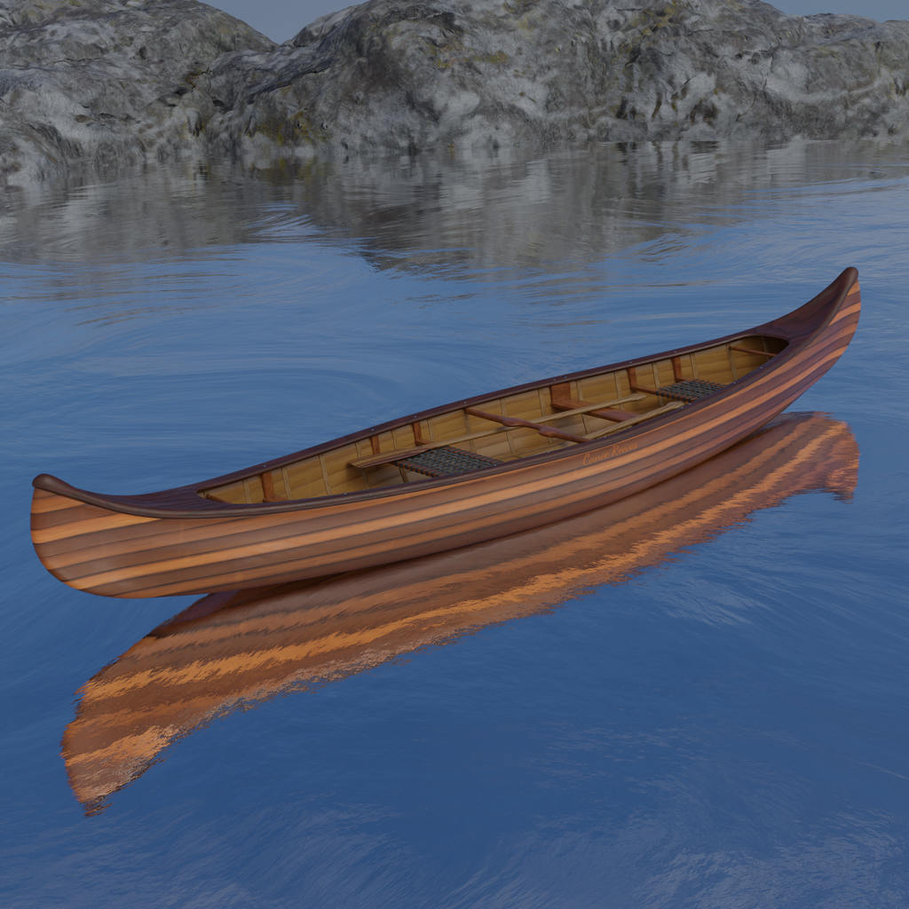 Wooden Canoe with paddles remastered | FREE Boats models | BlenderKit