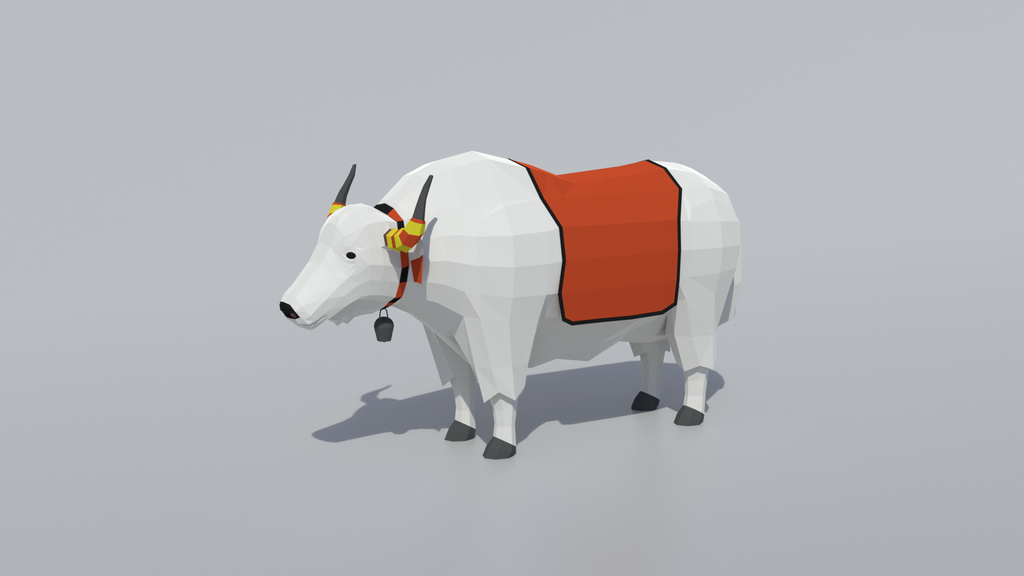 Low Poly White Yak | Mammals models | BlenderKit