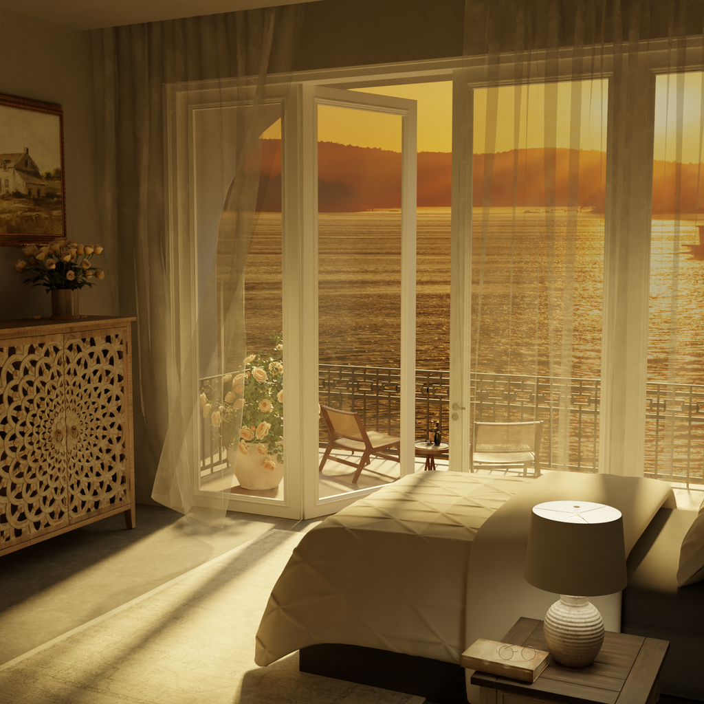 Bedroom at Sunset | FREE Interior scenes | BlenderKit