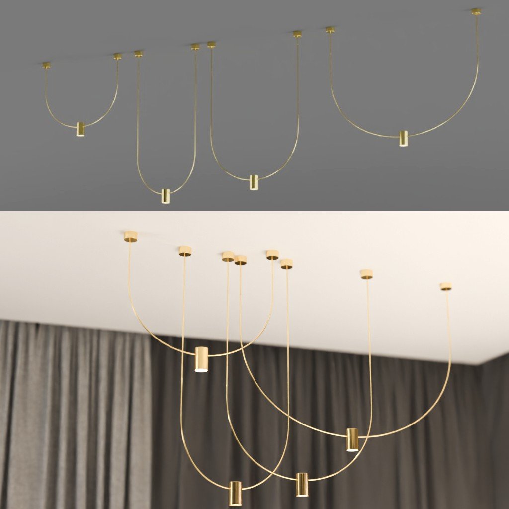 Luxury curved led celling lamp | Ceiling Lights models | BlenderKit