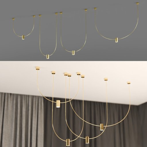 Luxury curved led celling lamp | Ceiling Lights models | BlenderKit
