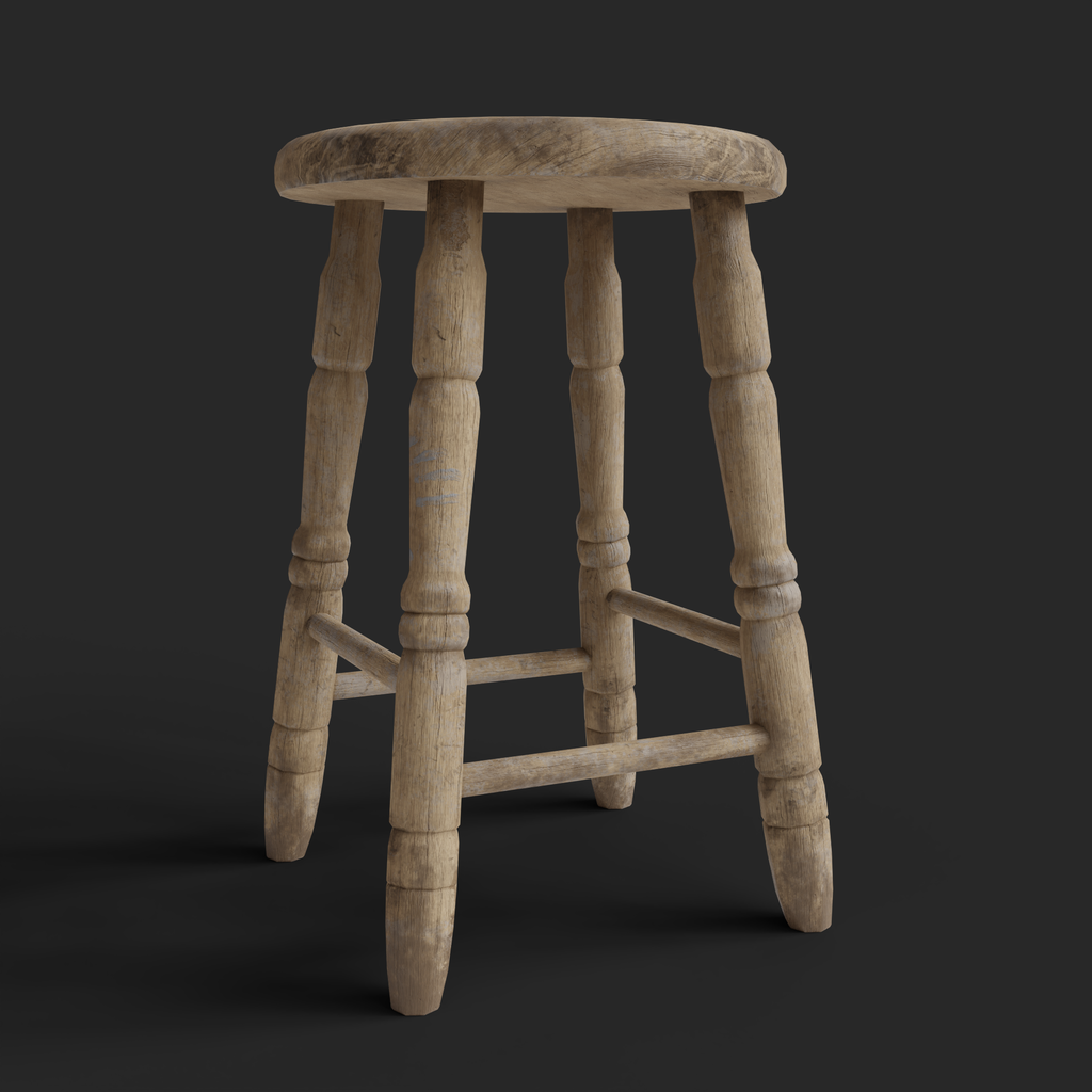 Dirty Wooden Stool | Sitting Chairs models | BlenderKit