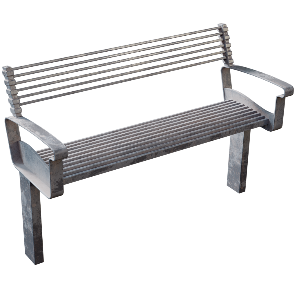 Steel Street Bench | Urban Environment models | BlenderKit