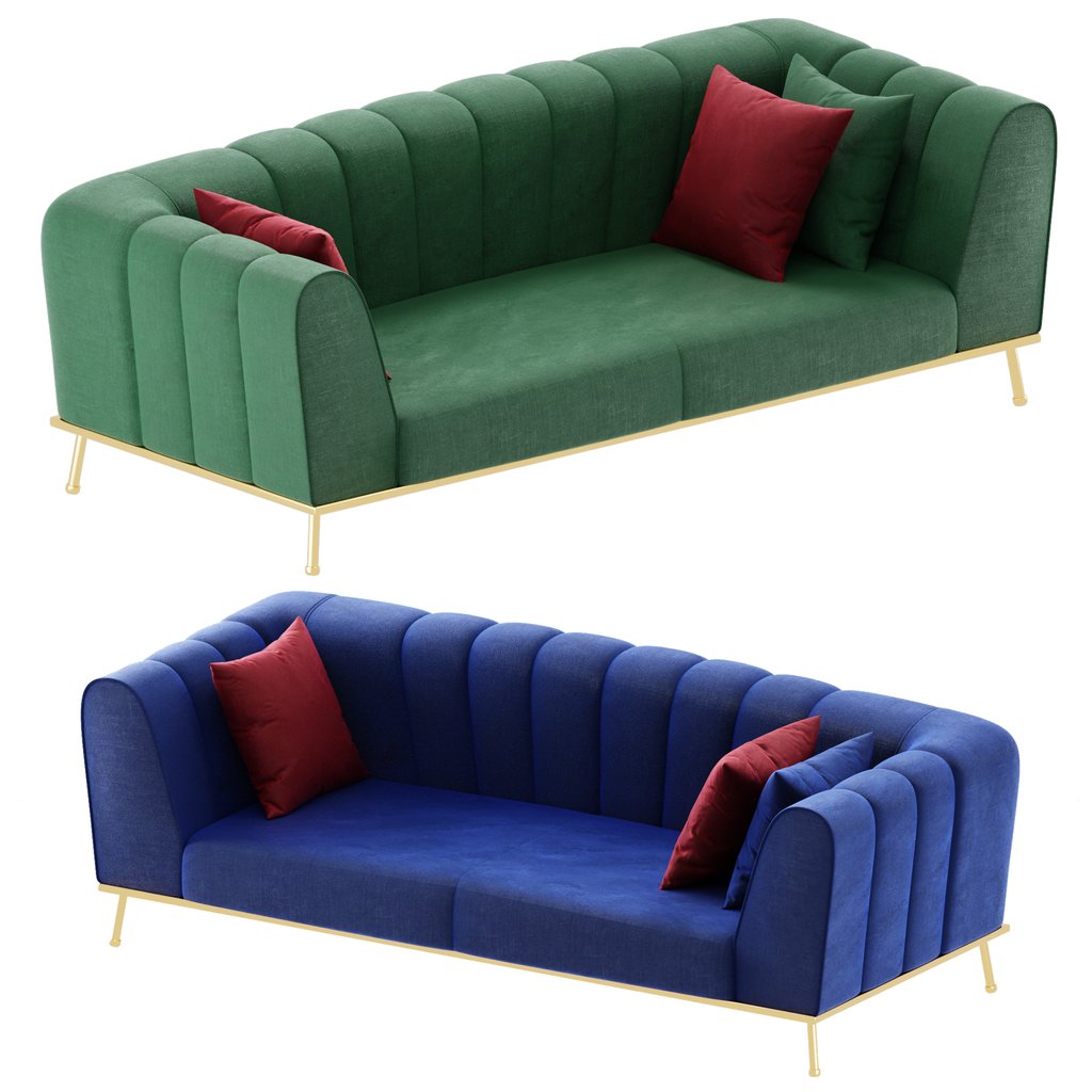 Sofa Modern Velvet Upholstered gold | Sofas models | BlenderKit