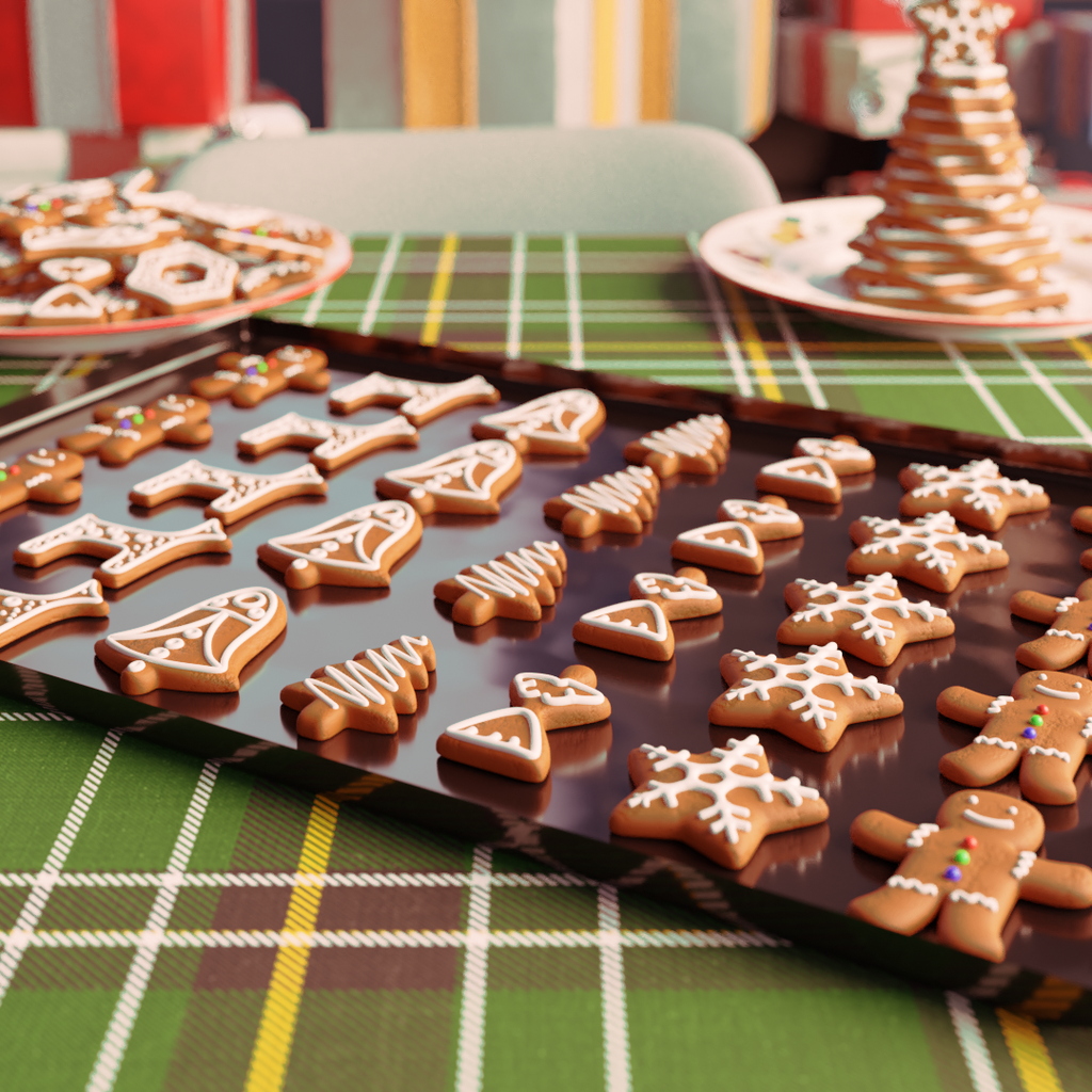 Gingerbread plate | Food models | BlenderKit