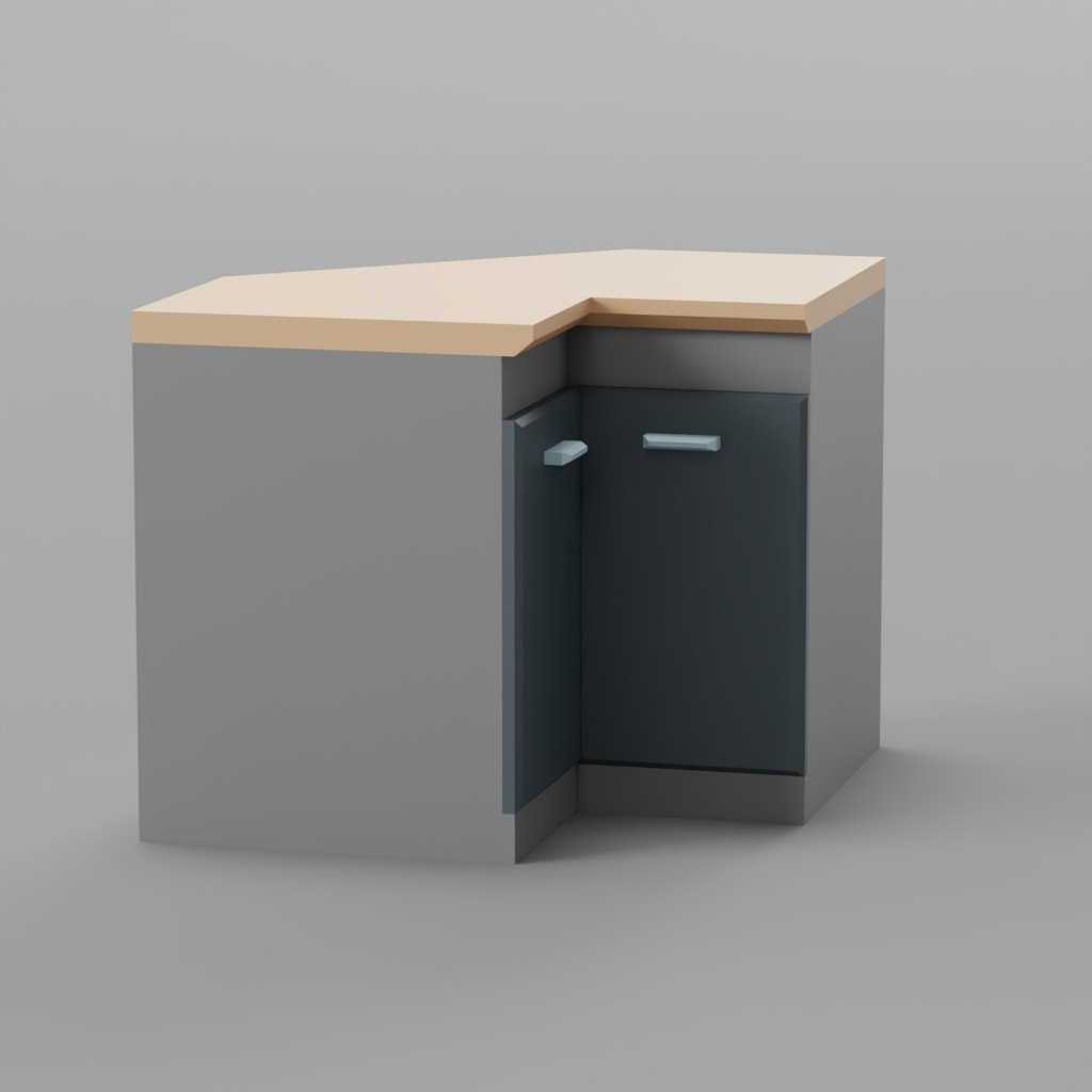 Low Poly Kitchen 45Deg Corner Cabinet | FREE Kitchen Storage Spaces ...