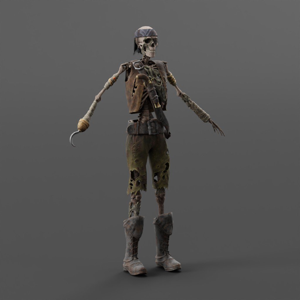 Undead Pirate Skeleton Unrigged | Monsters & Creatures models | BlenderKit
